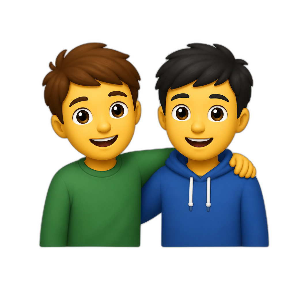 emoji for friendship, two boys next to each other puts his hand on his ...